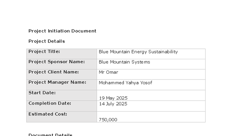 Project Initiation Document - Project Initiation Document Project ...