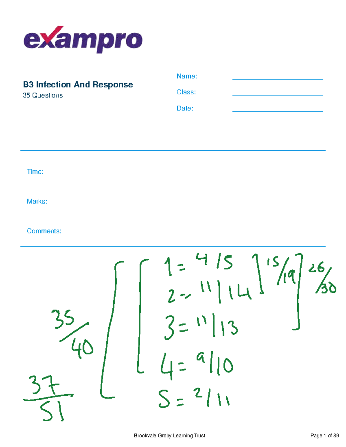 B3 Infection and Response: 35 Exam Questions Review - Studocu