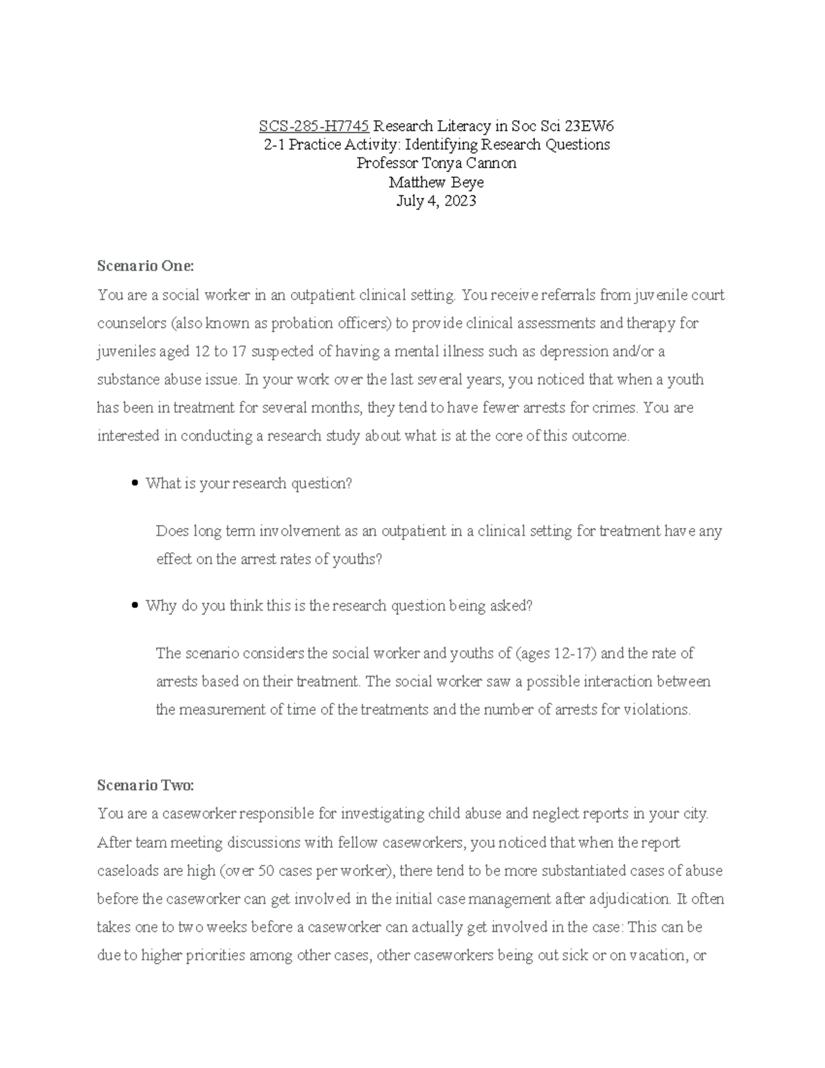 SCS-285-H7745 Research Literacy 2-1 Practice Activity Questions - Studocu