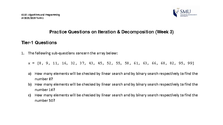 Tutorial 3 - Iteration and Decomposition - AY20 25 /20 26 Term 1 ...