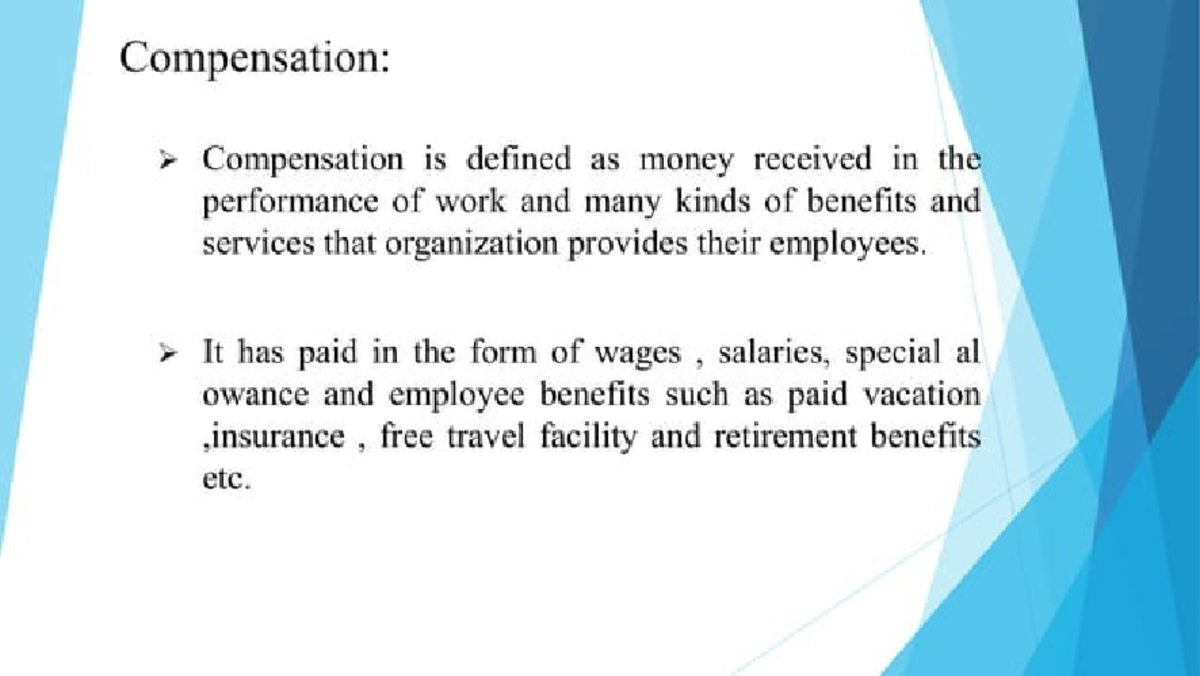 UNIT IV Compensation Plan in HRM: Understanding Employee Benefits and ...