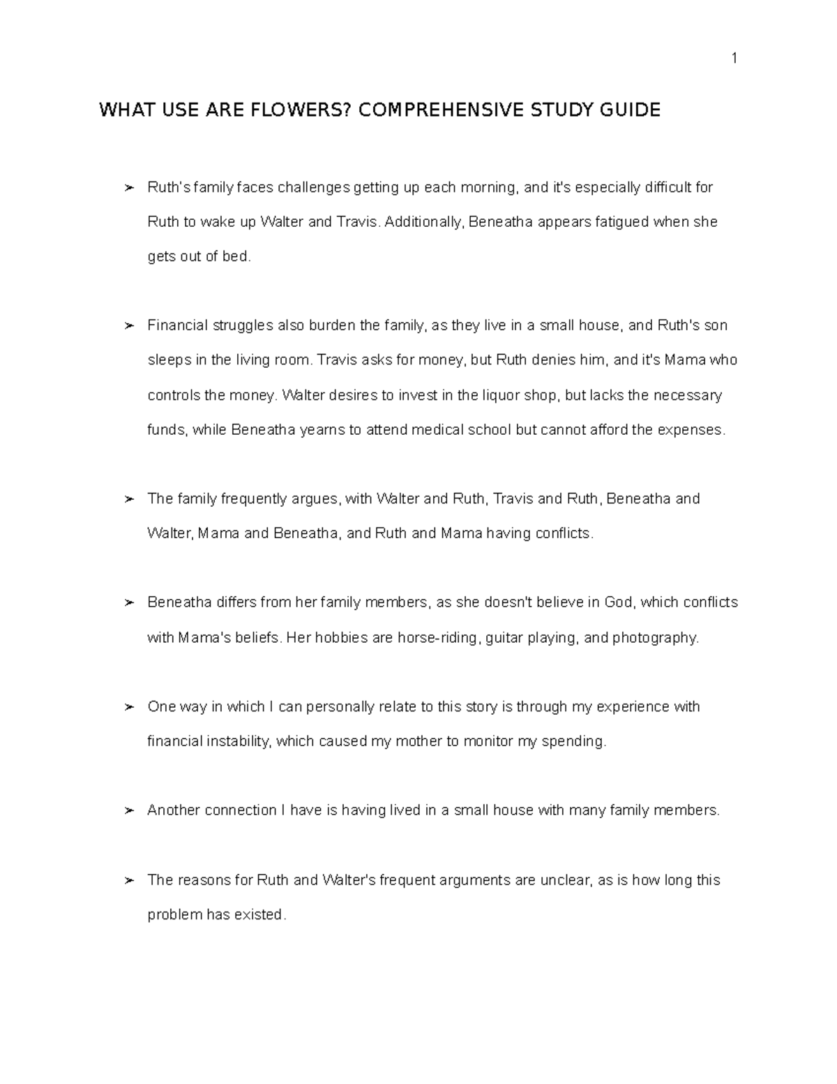 What Use Are Flowers? Study Guide for Chapters 1-5 Analysis - Studocu