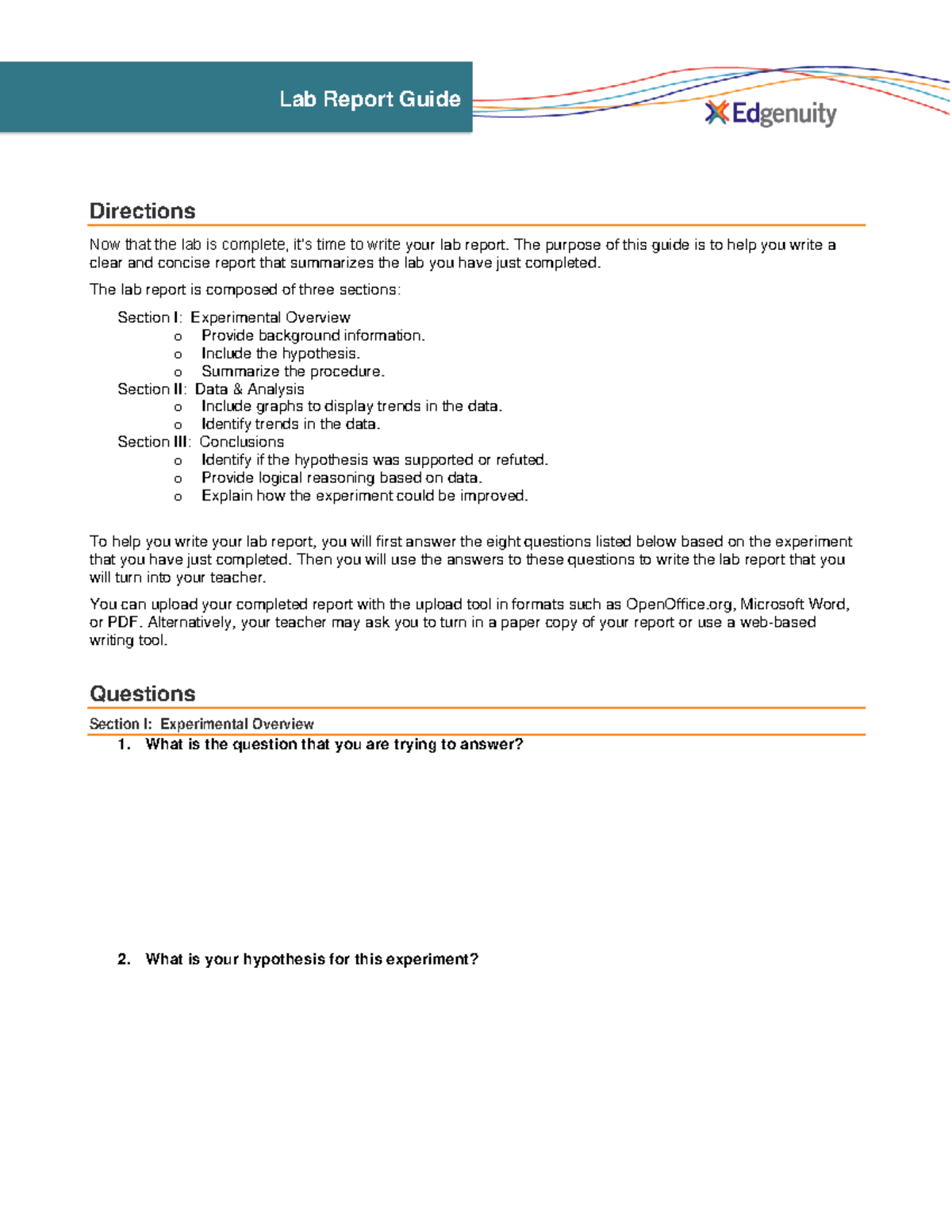 Lab-report-guide - Lab report - Directions Now that the lab is complete ...