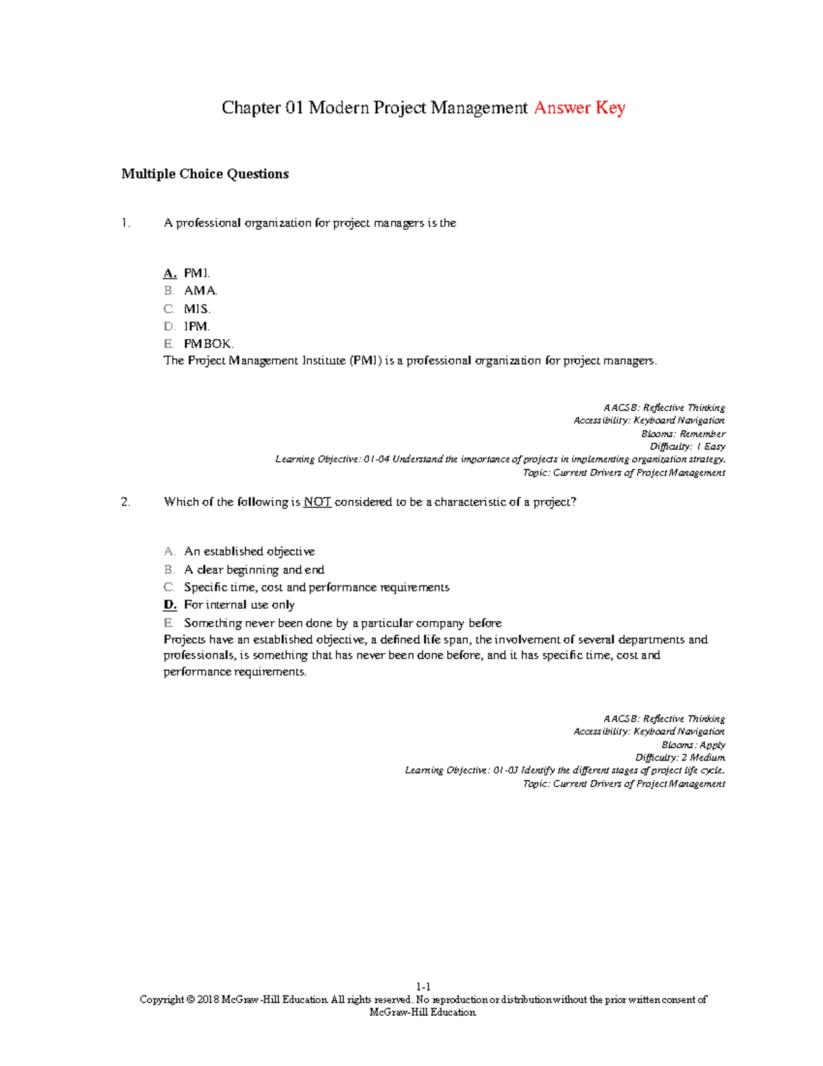 TBChap 003 - Project Management - Chapter 03 Organization: Structure and Culture Answer Key ...