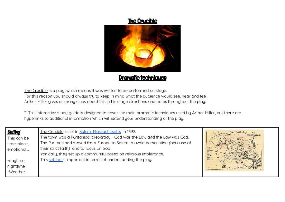 Dramatic Techniques in "The Crucible" - An Interactive Study Guide ...