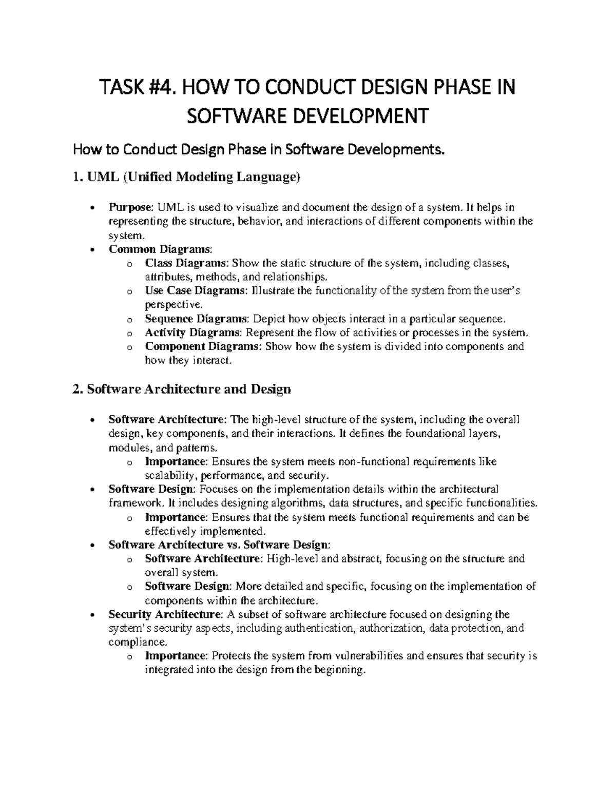 TASK #4 - HOW TO Conduct Design Phase IN Software Development - TASK #4 ...