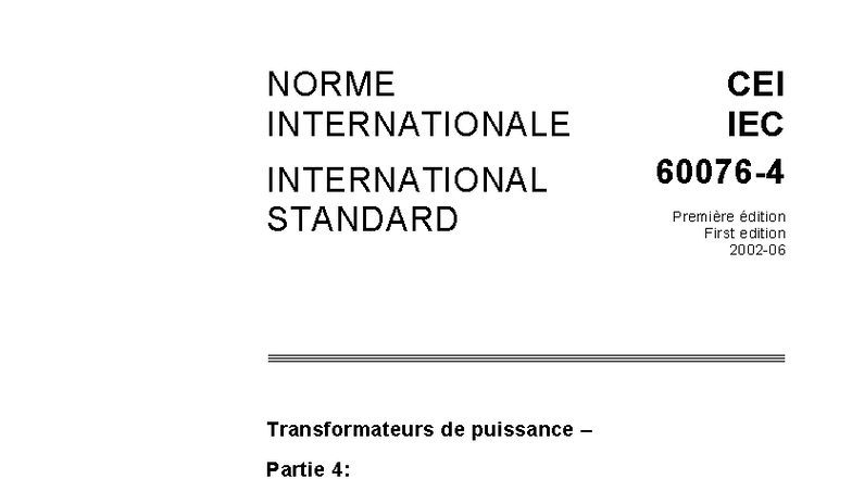 IEC 60076-4: Guide des essais au choc de foudre et de manœuvre pour ...