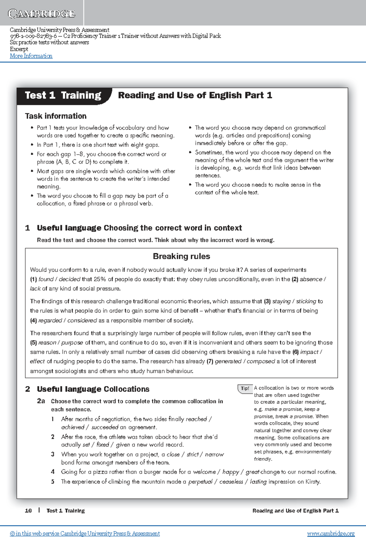 C2 Proficiency Trainer 1: Reading and Use of English Test 1 Practice ...