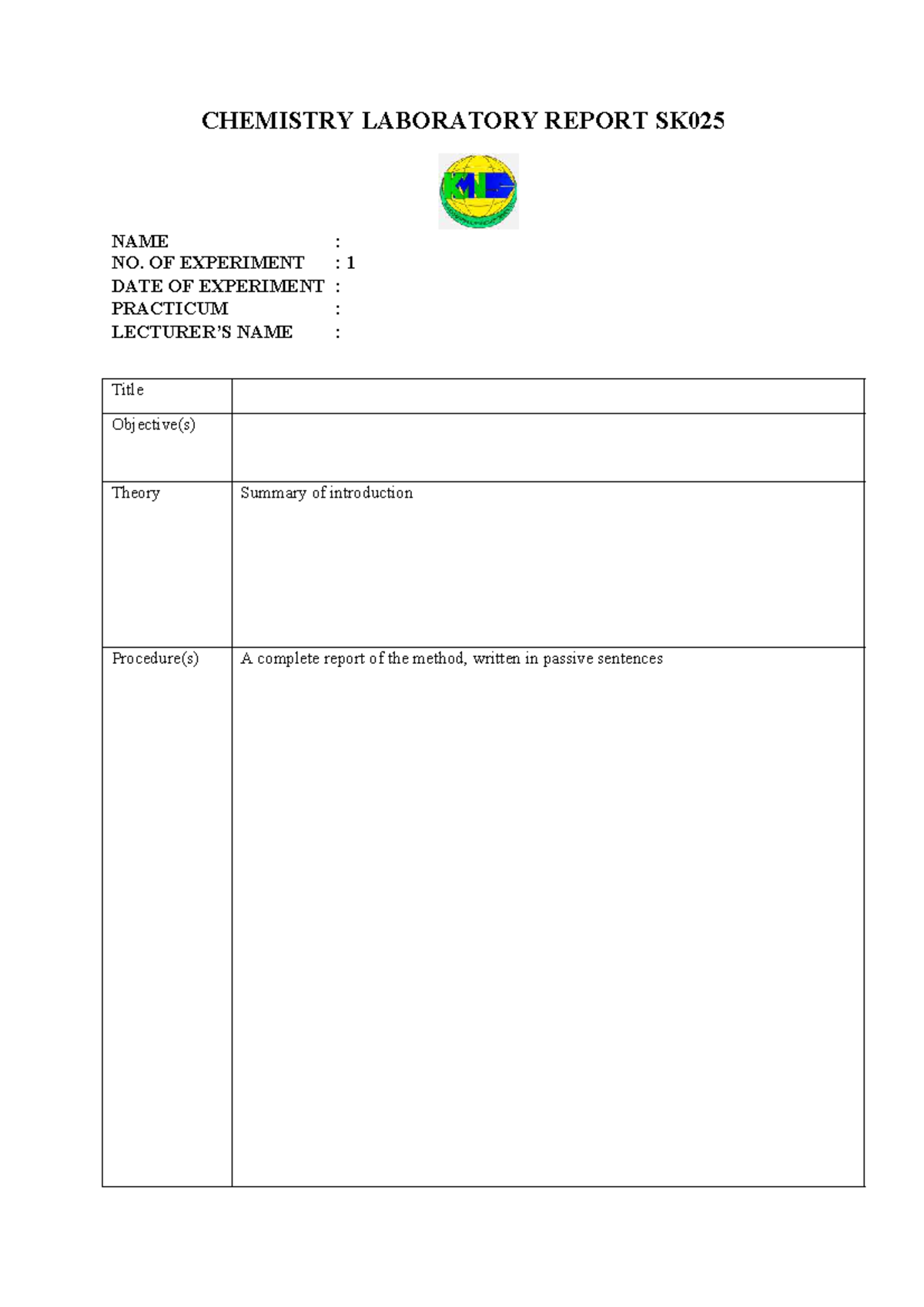Lab Report SK025: Effect of Concentration on Reaction Rate - Studocu