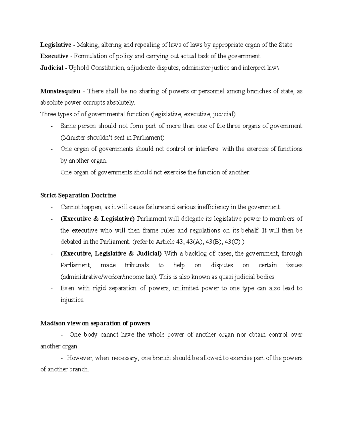 Separation of Powers in Government: Legislative, Executive, and ...