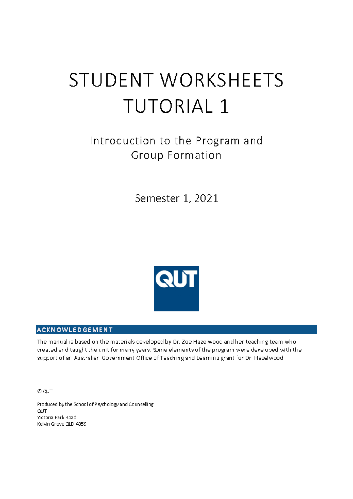Tutorial Workbook - whole semester - STUDENT WORKSHEETS TUTORIAL 1 ...