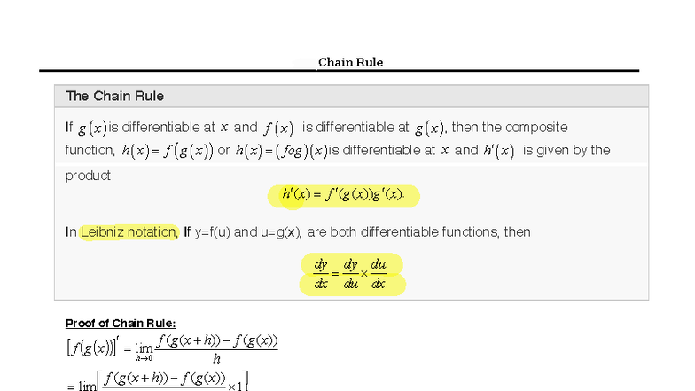 Lesson 3.3 Chain Rule - Detailed Explanation and Examples - Studocu