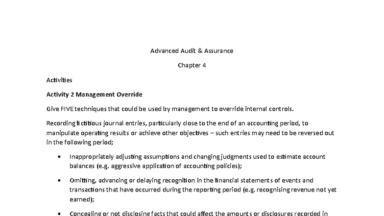 AAA - CH 4 - Management Override Techniques and Fraud Risk Factors ...