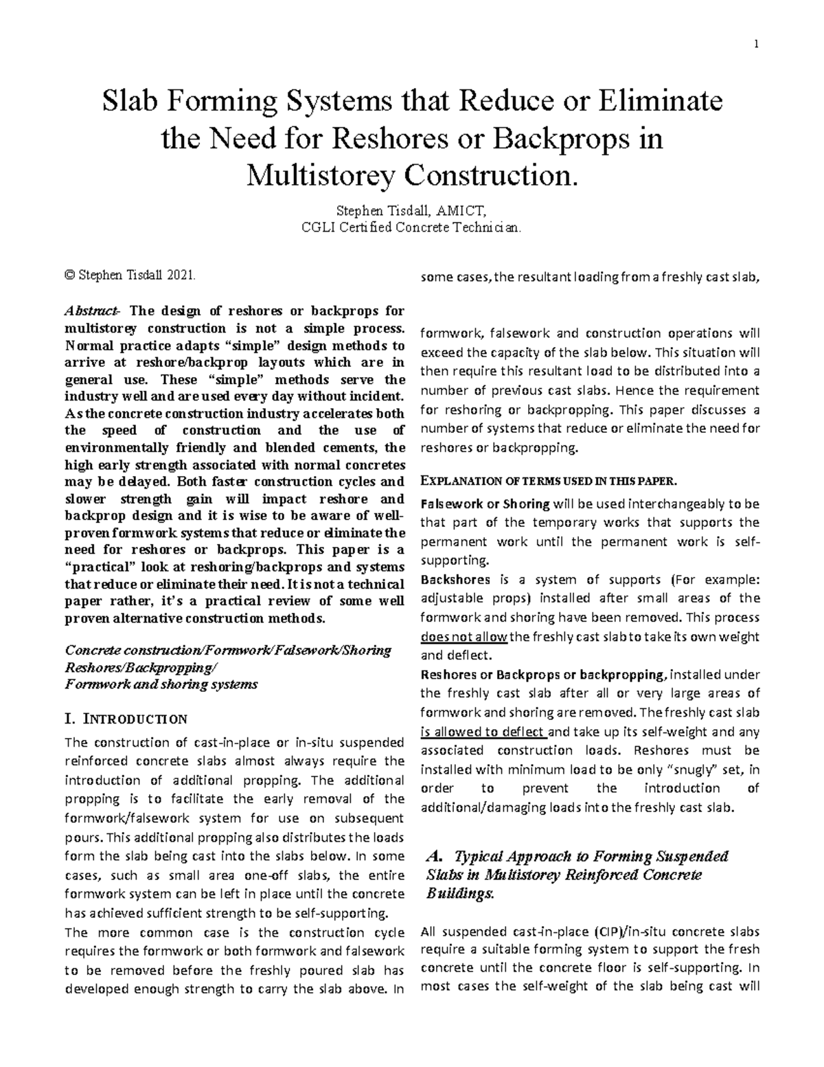 Slab Construction Methods (CIV 202) to Reduce Reshores in Multistorey ...