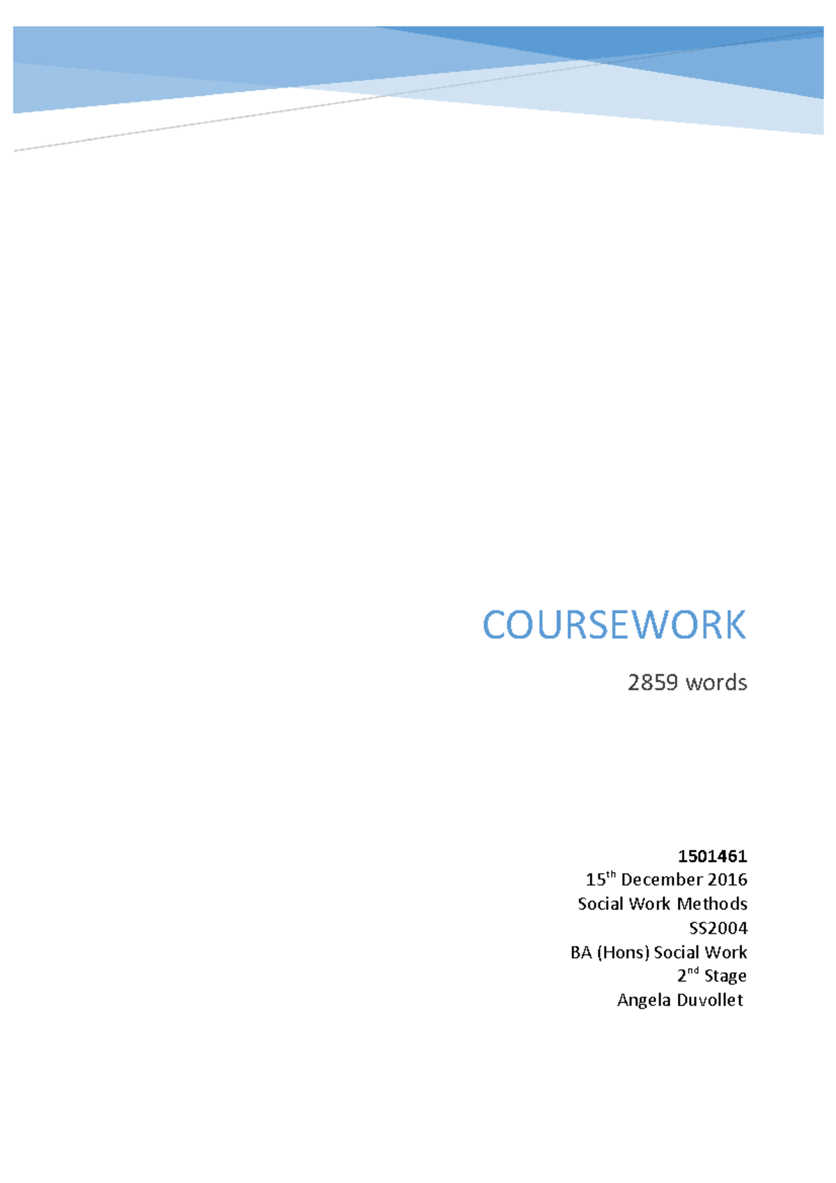 Essay on Social Work Methods - SS BA (Hons) 2nd Stage - Studocu