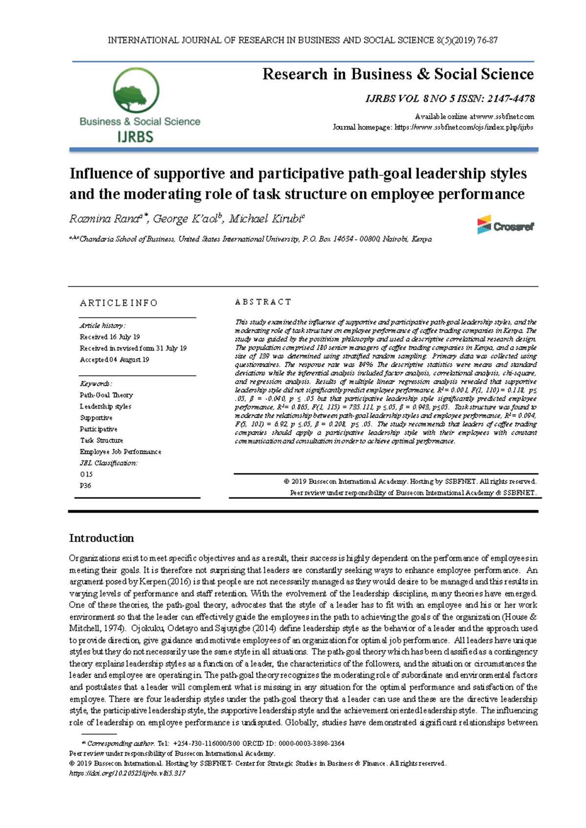 Path Goal Leadership Styles & Task Structure's Impact on Employee ...