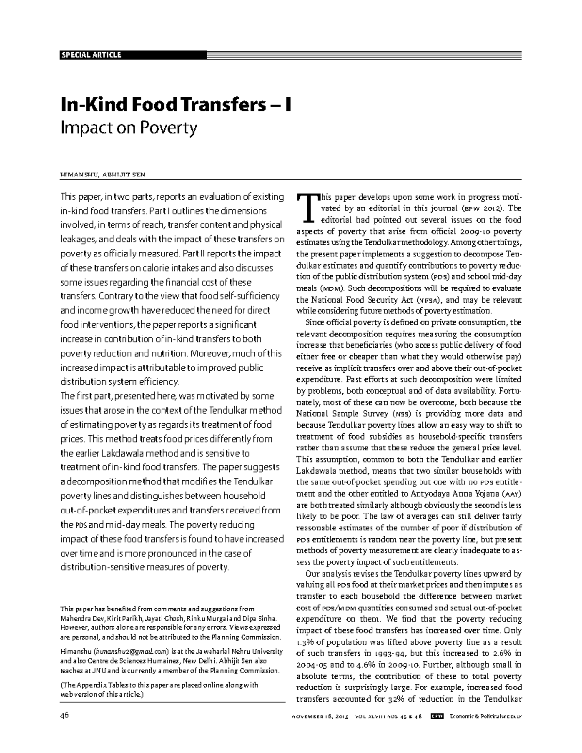 In-Kind Food Transfers: Evaluating Impact on Poverty Reduction - Studocu