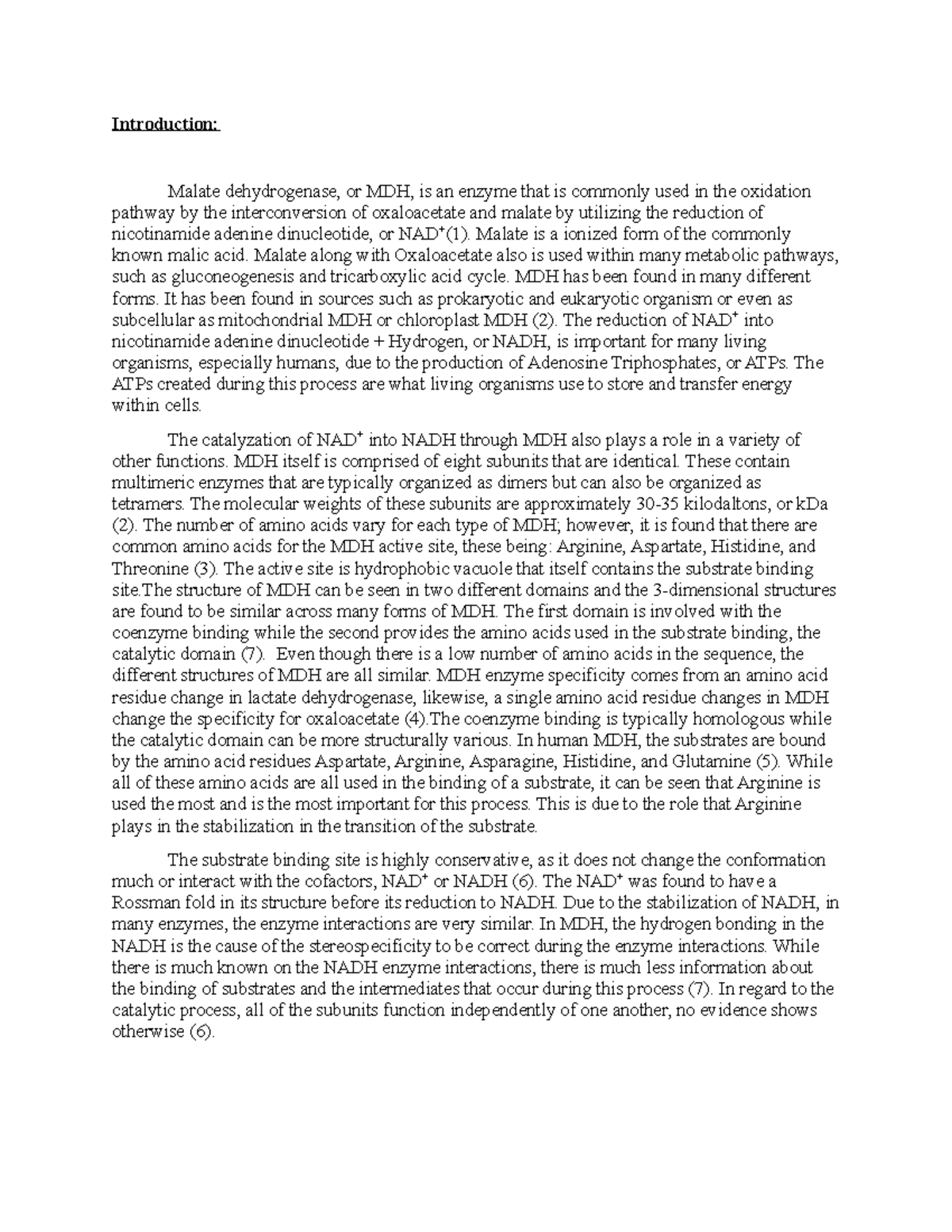MDH Study Notes: Understanding Malate Dehydrogenase Functions - Studocu