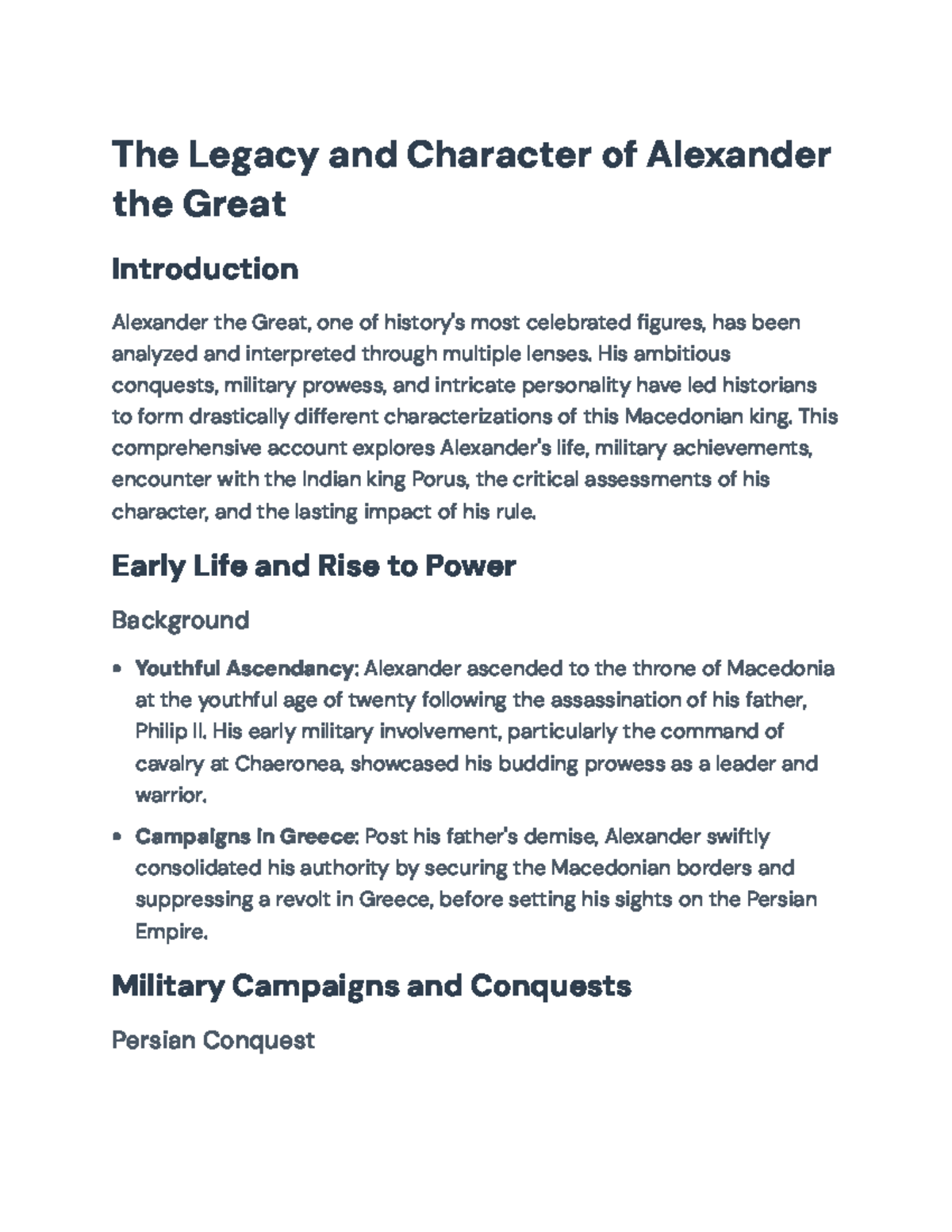 The Legacy and Character of Alexander the Great: A Comprehensive ...