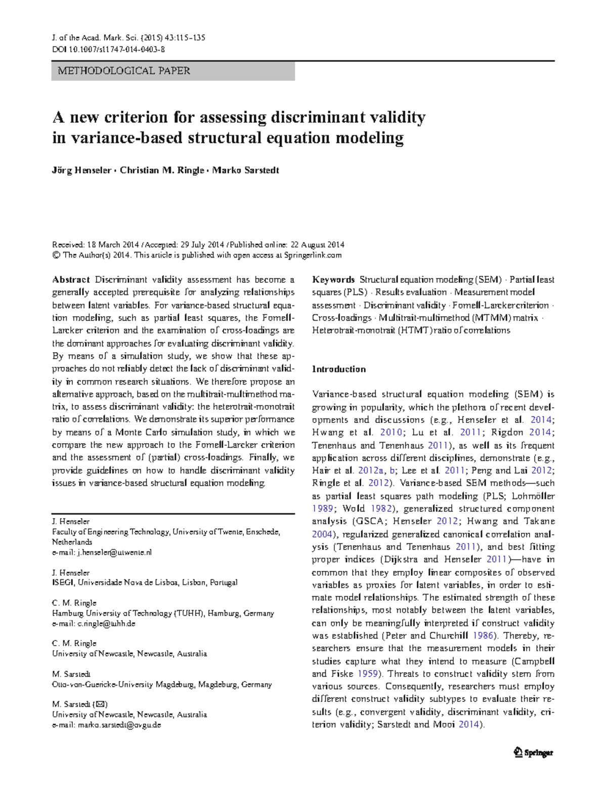 S11747 014 0403 8 - Assessing Discriminant Validity in SEM: A New ...