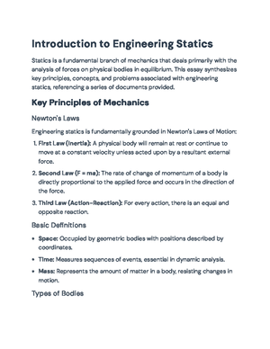 Comprehensive Guide to Statics and Mechanics for Engineering (ENG 101 ...