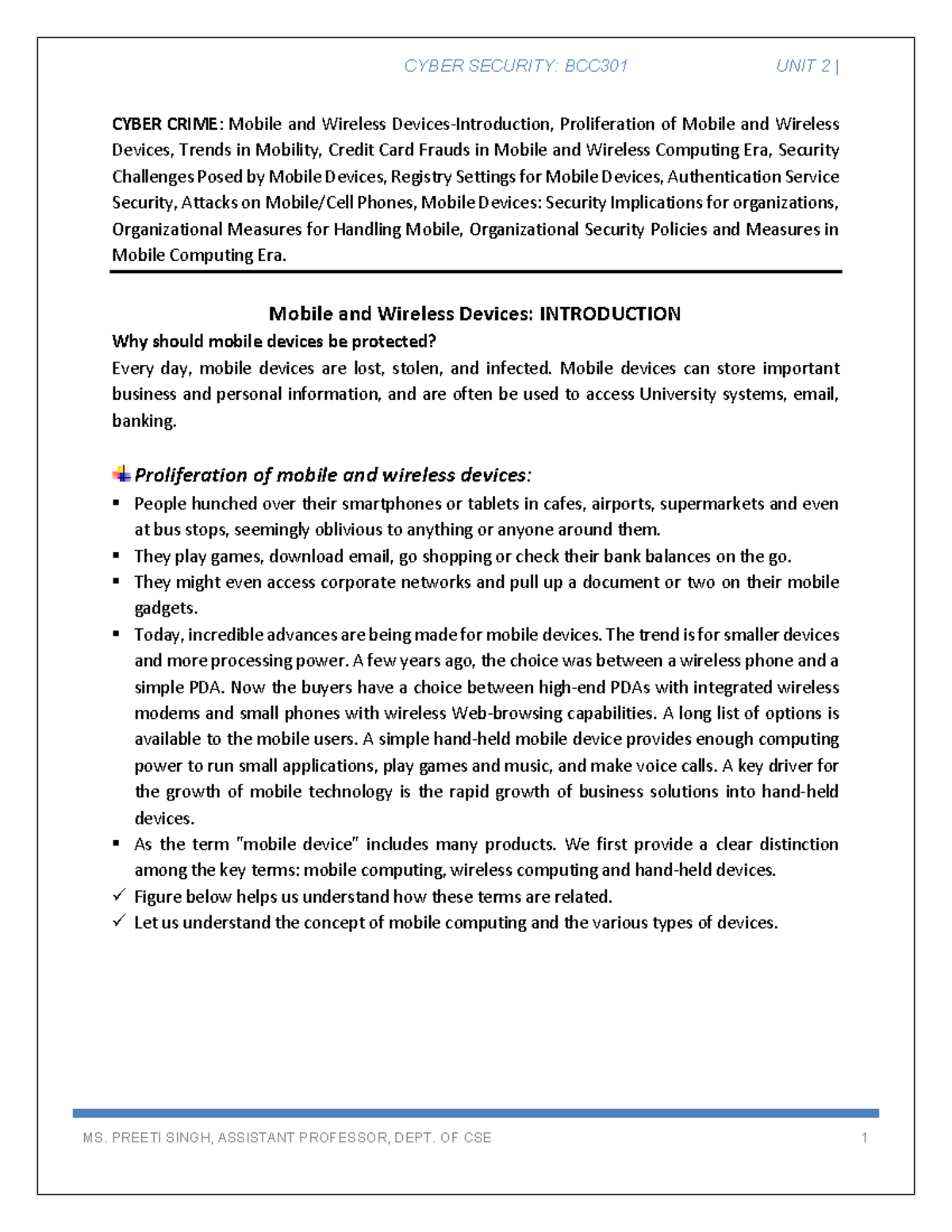 Cyber Security Unit 2: Mobile Devices and Emerging Threats - Studocu