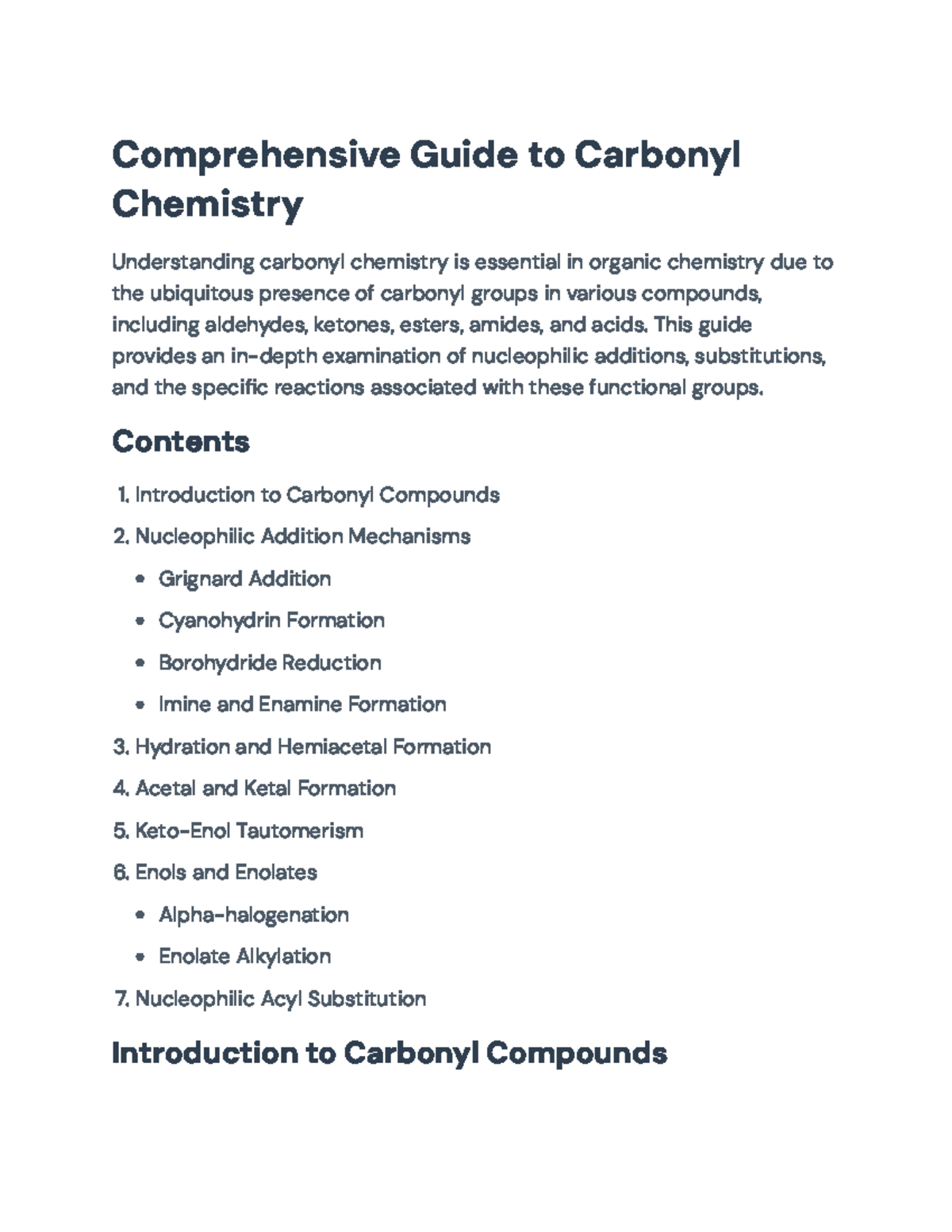 In-Depth Study of Carbonyl Chemistry: Essential Concepts & Mechanisms ...