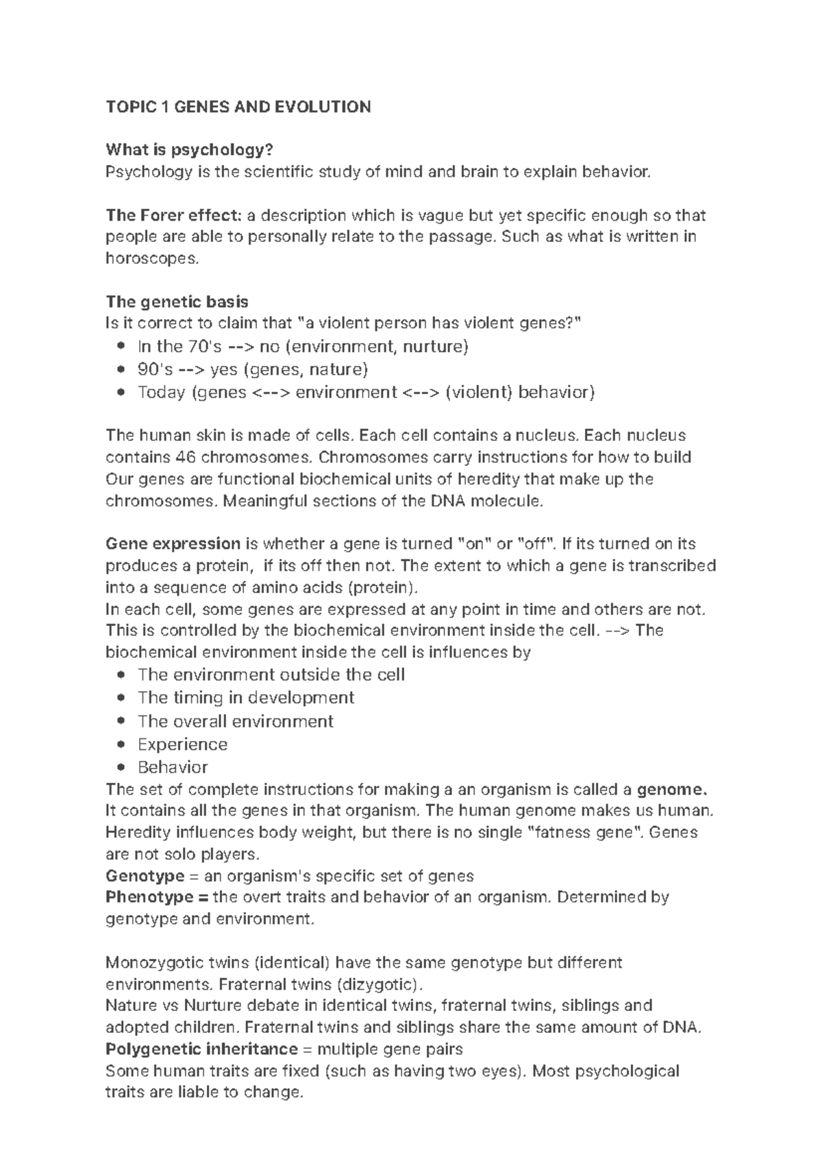 Genes and Evolution Overview: Psychology and Genetic Influence ...