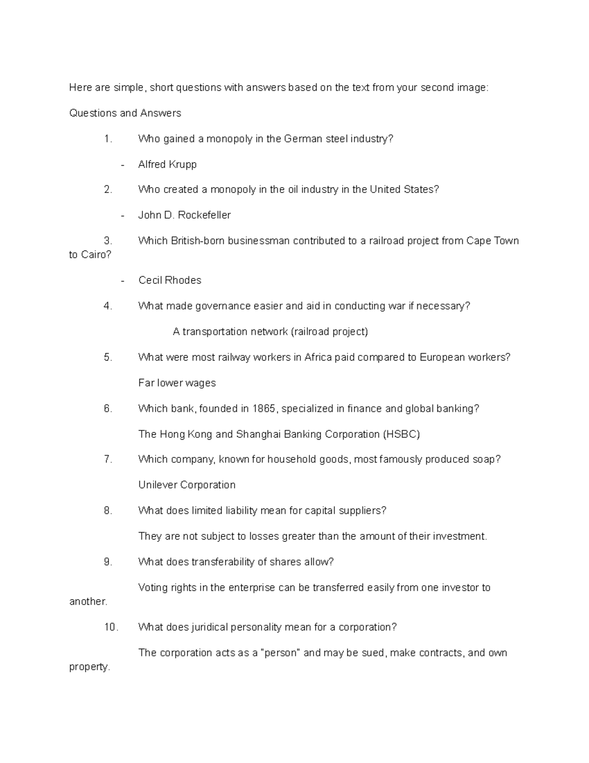 World 5 - Here are simple, short questions with answers based on the ...