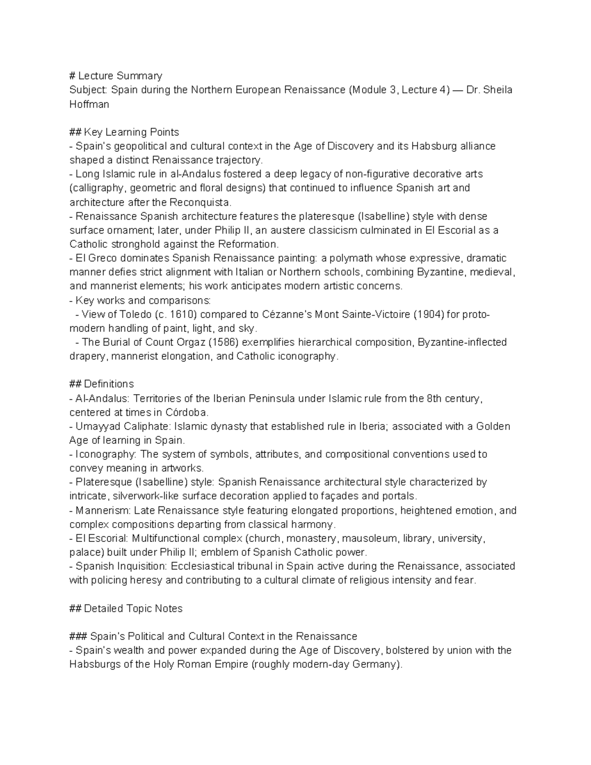 Spain during the Northern European Renaissance: Module 3, Lecture 4 ...