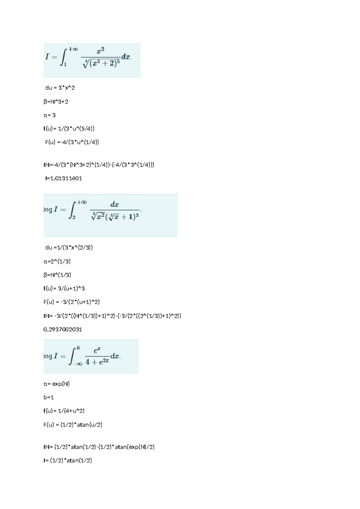 Du - DFRF - du = 3x^ β=N^3+ α= 3 f(u)= 1/(3u^(5/4)) F(u) =-4/(3u^(1/4 ...