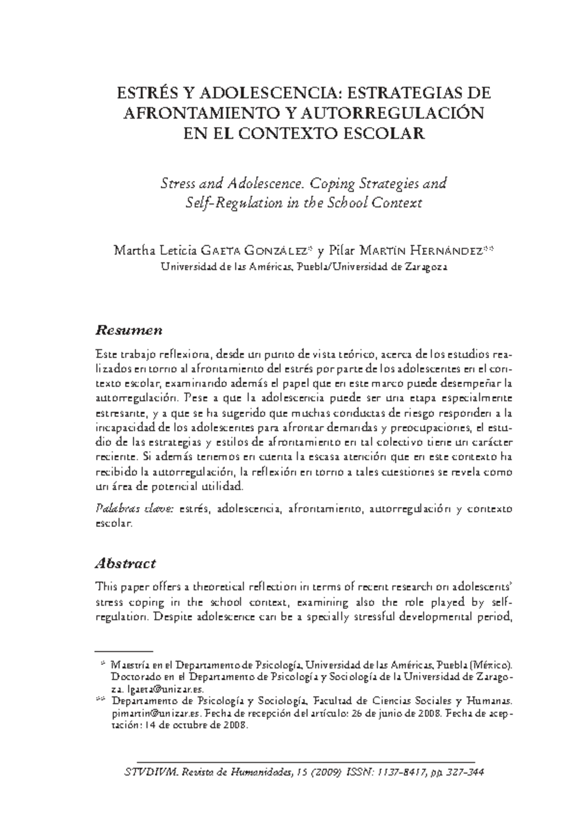 ESTRÉS Y ADOLESCENCIA: ESTRATEGIAS DE AFRONTAMIENTO EN EL CONTEXTO ...