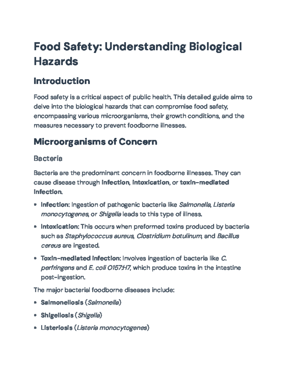 Food Safety: Biological Hazards and Prevention Strategies - Food Safety ...