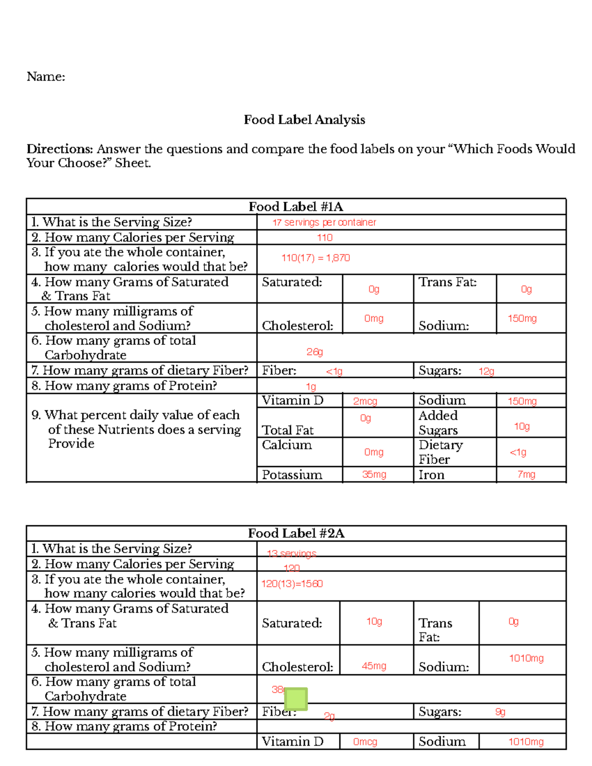 Gurpreet Singh - 17. Food Label Analysis - Name: Food Label Analysis ...