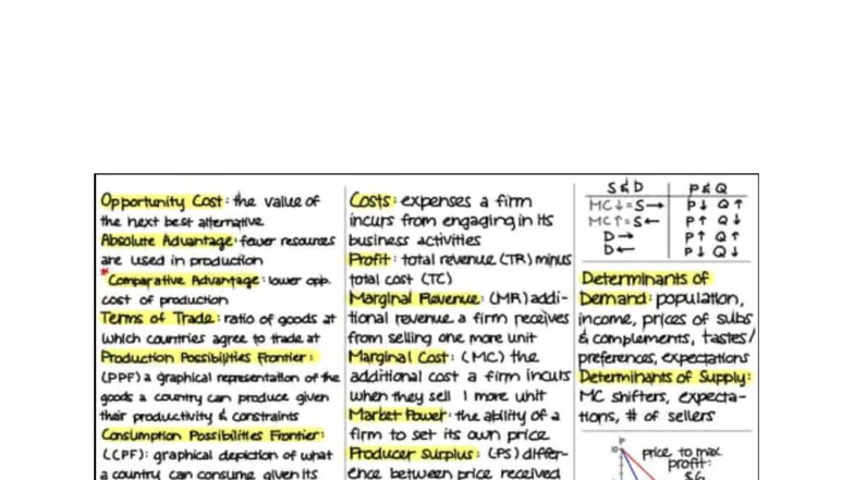 PEQ Microeconomics Notes: Opportunity Cost & Market Dynamics - Studocu