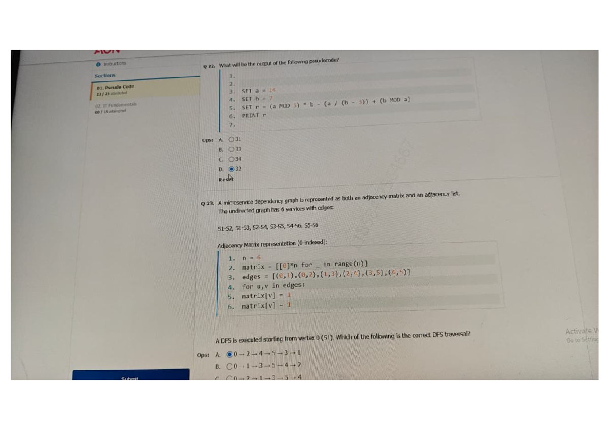 IT Fundamentals Pseudocode Output Analysis - Q22 to Q40 - Studocu