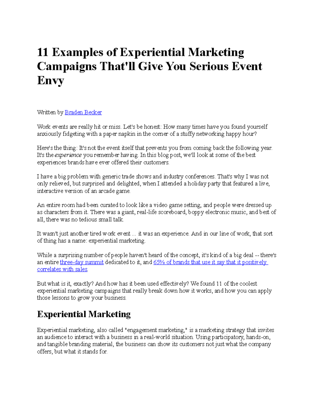 11 Examples of Experiential Marketing Campaigns - Let's be honest: How ...