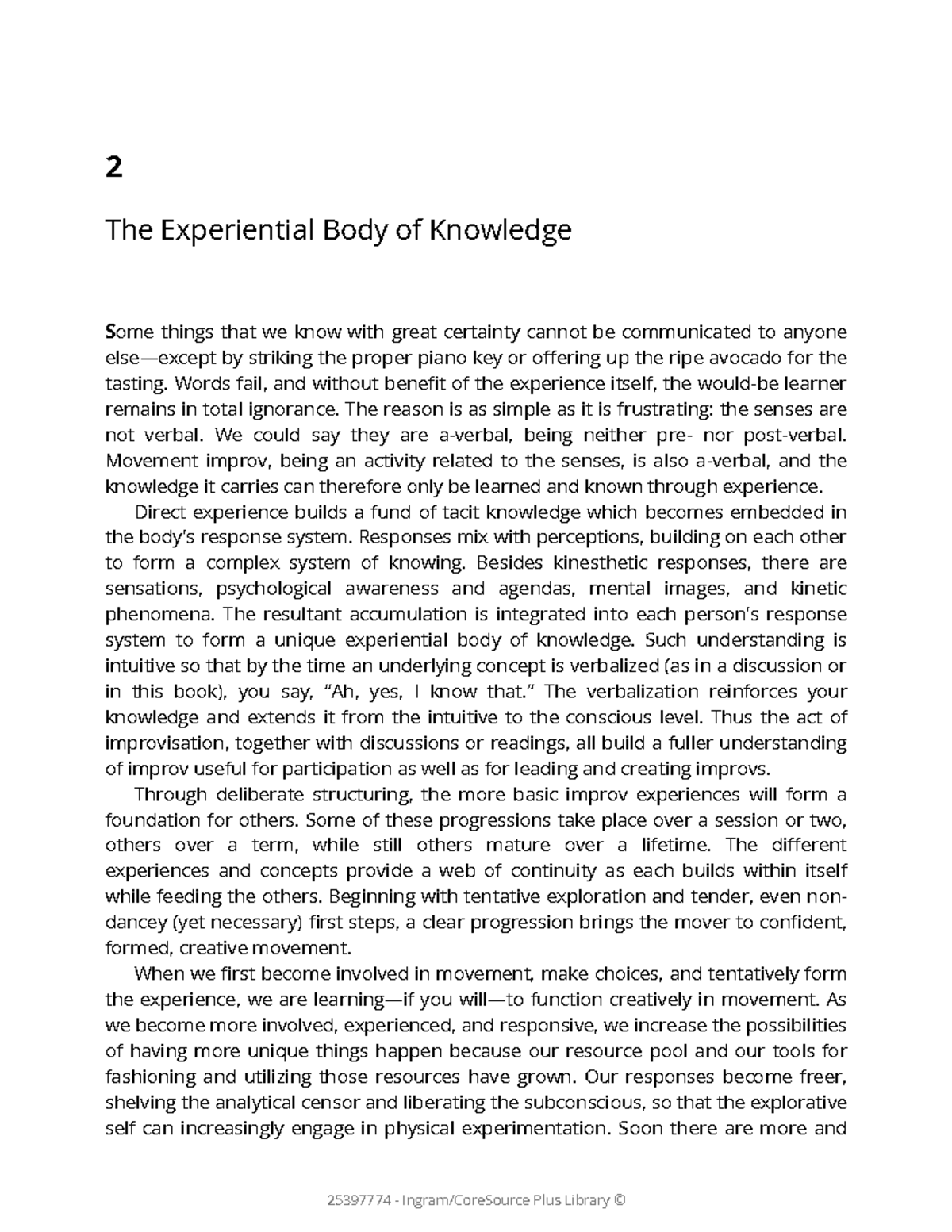 Exploring Movement: Forming the Experiential Body of Knowledge - Studocu