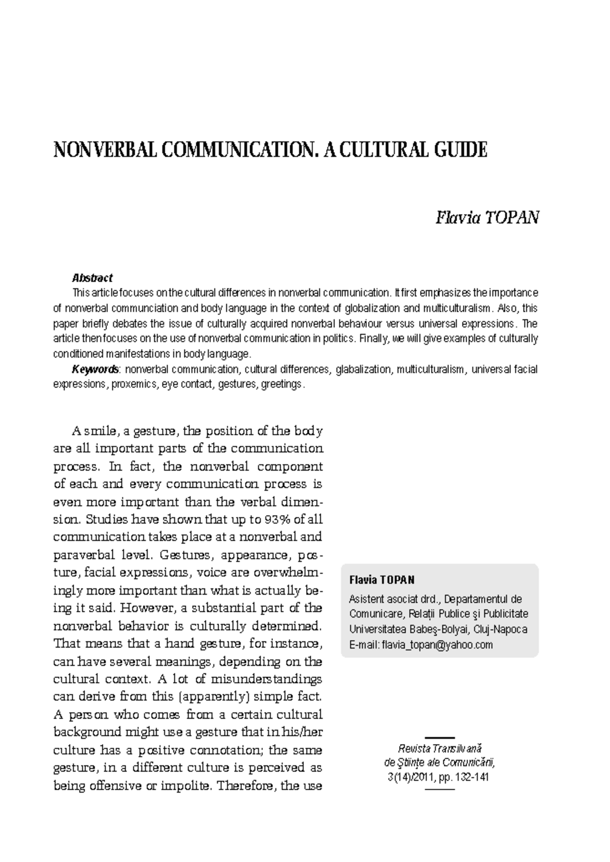 Cultural Insights on Nonverbal Communication: A Guide for Success - Studocu