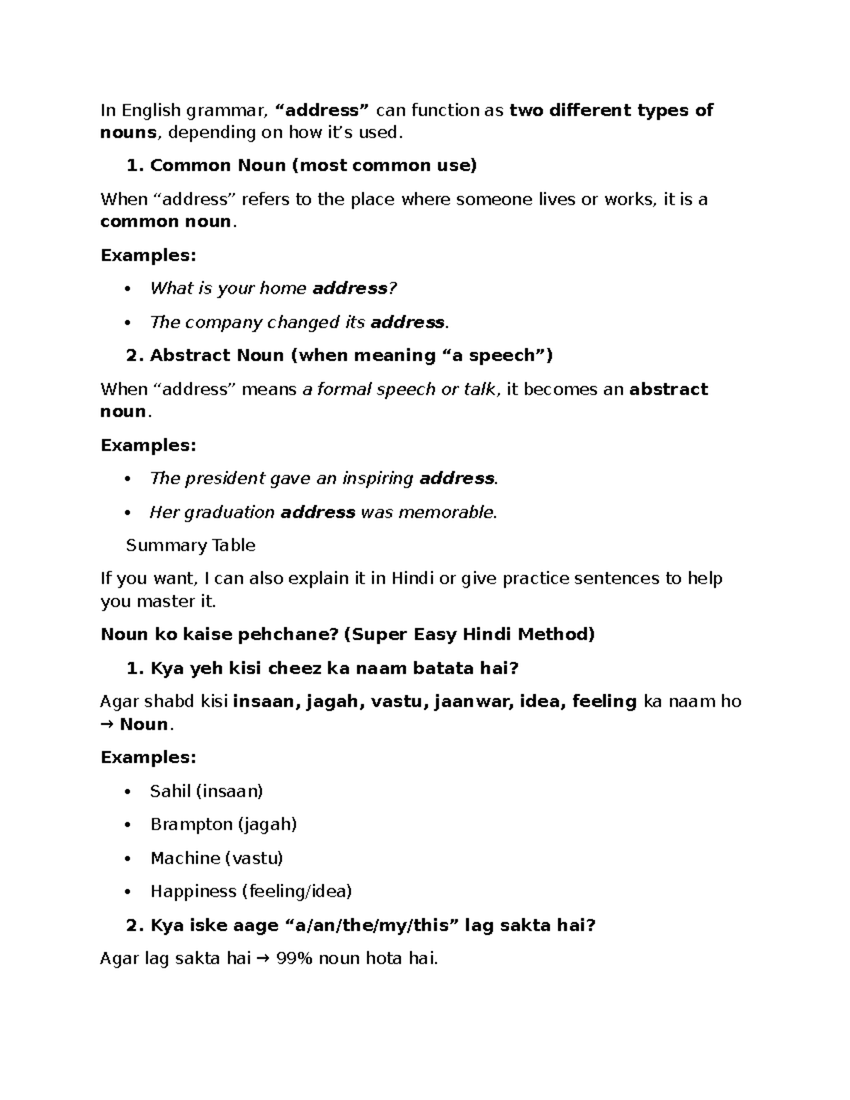 Noun Chapter (ENG101) - Understanding Common and Abstract Nouns - Studocu
