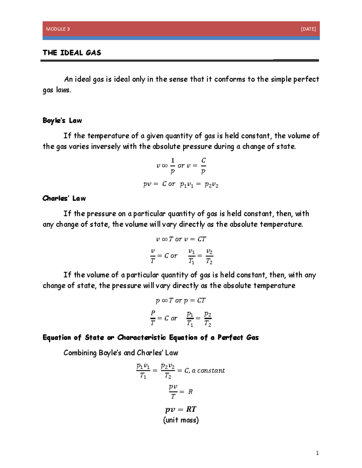 Module 3 - Ideal Gas Laws and Specific Heat Review PPT - Studocu
