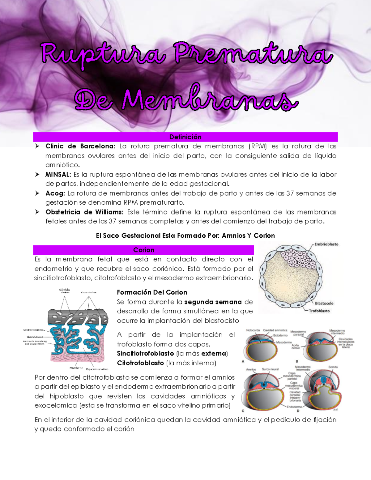 T26 - Notas sobre Ruptura Prematura de Membranas y Manejo Clínico - Studocu