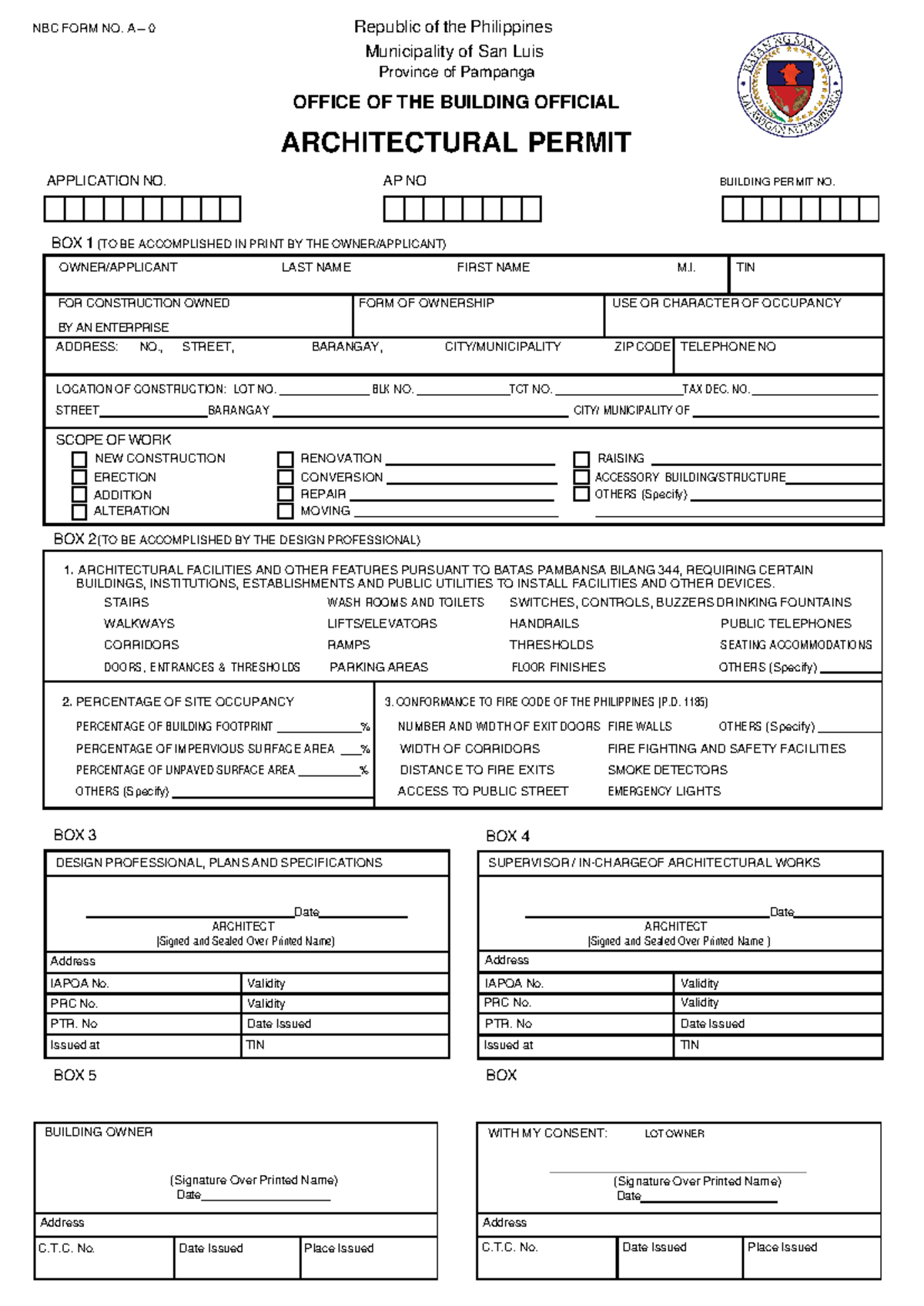Architectural Permit Application for San Luis, Pampanga - Studocu
