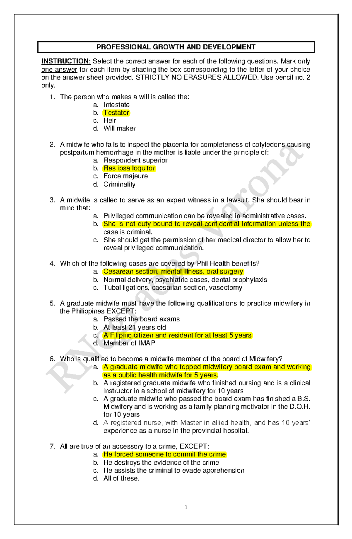 PGD-2-Answers - Practice questions - PROFESSIONAL GROWTH AND ...