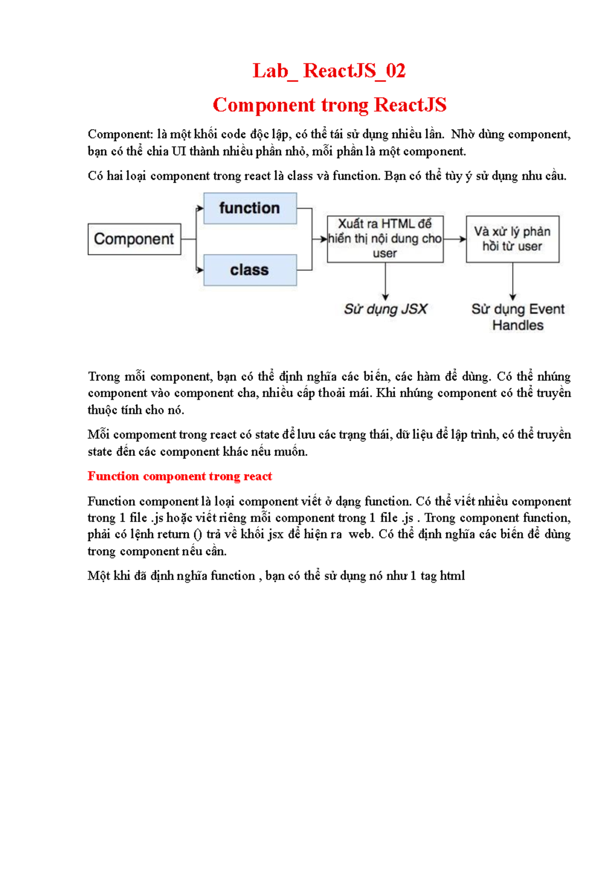 Lab_ ReactJS_02 Hướng Dẫn Sử Dụng Component trong React - Studocu