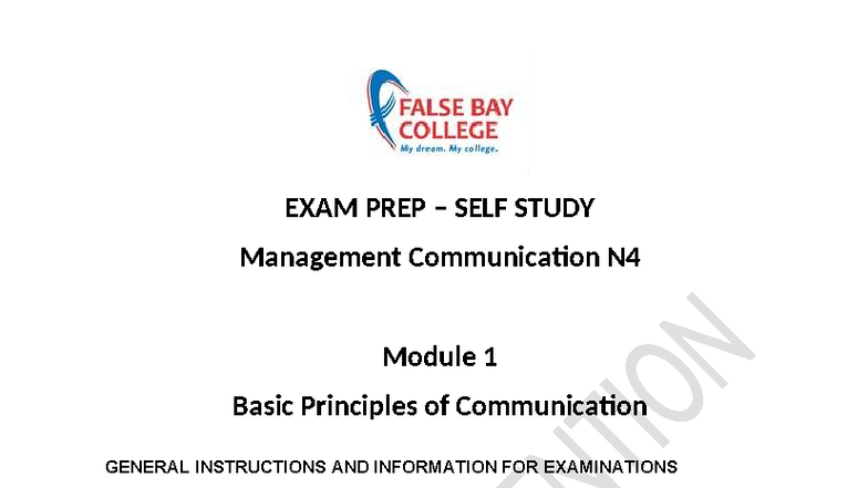M1 Self Study: Management Communication N4 - Exam Prep Guide - Studocu