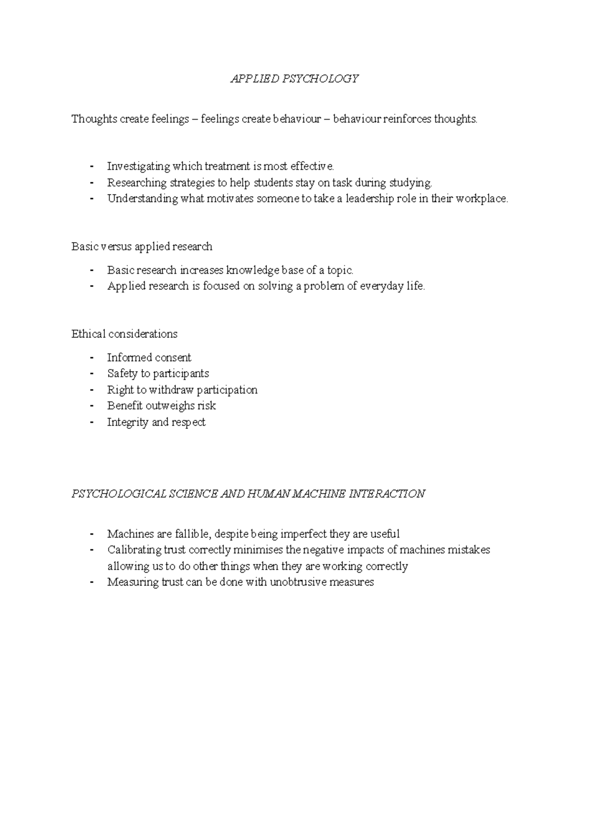 APPLIED PSYCHOLOGY: Exploring Effective Treatment Strategies and Ethics ...