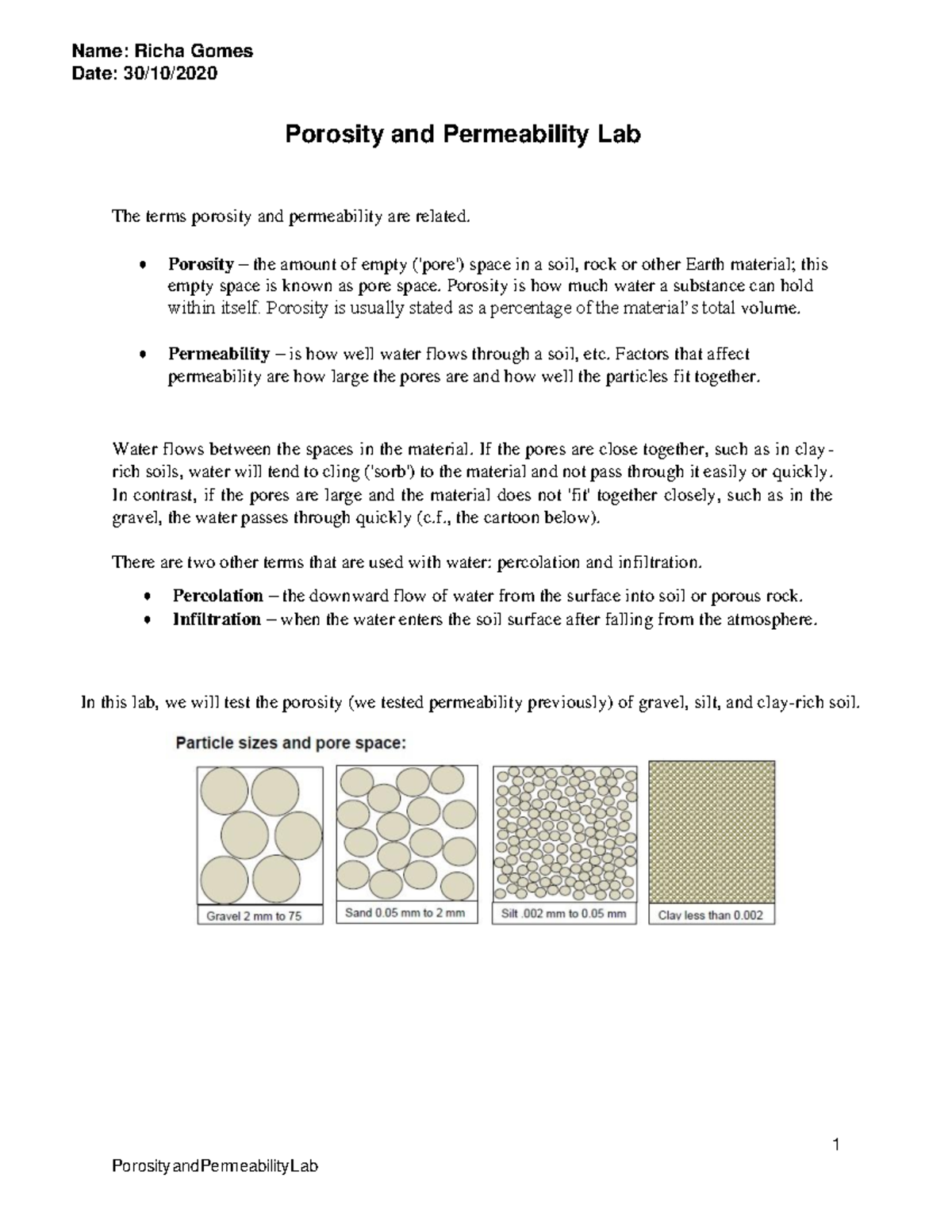 Porosity and Permeability Lab: Exploring Soil Water Flow Dynamics - Studocu