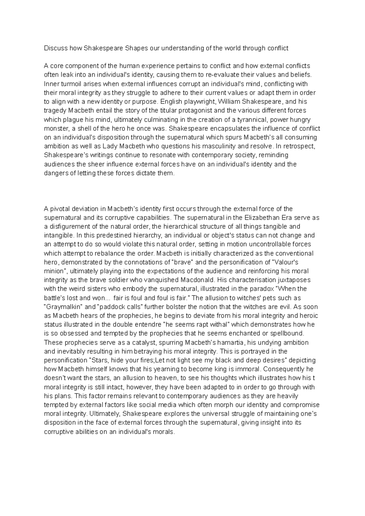 Shakespeare's Macbeth: Exploring Conflict and Identity Transformation ...