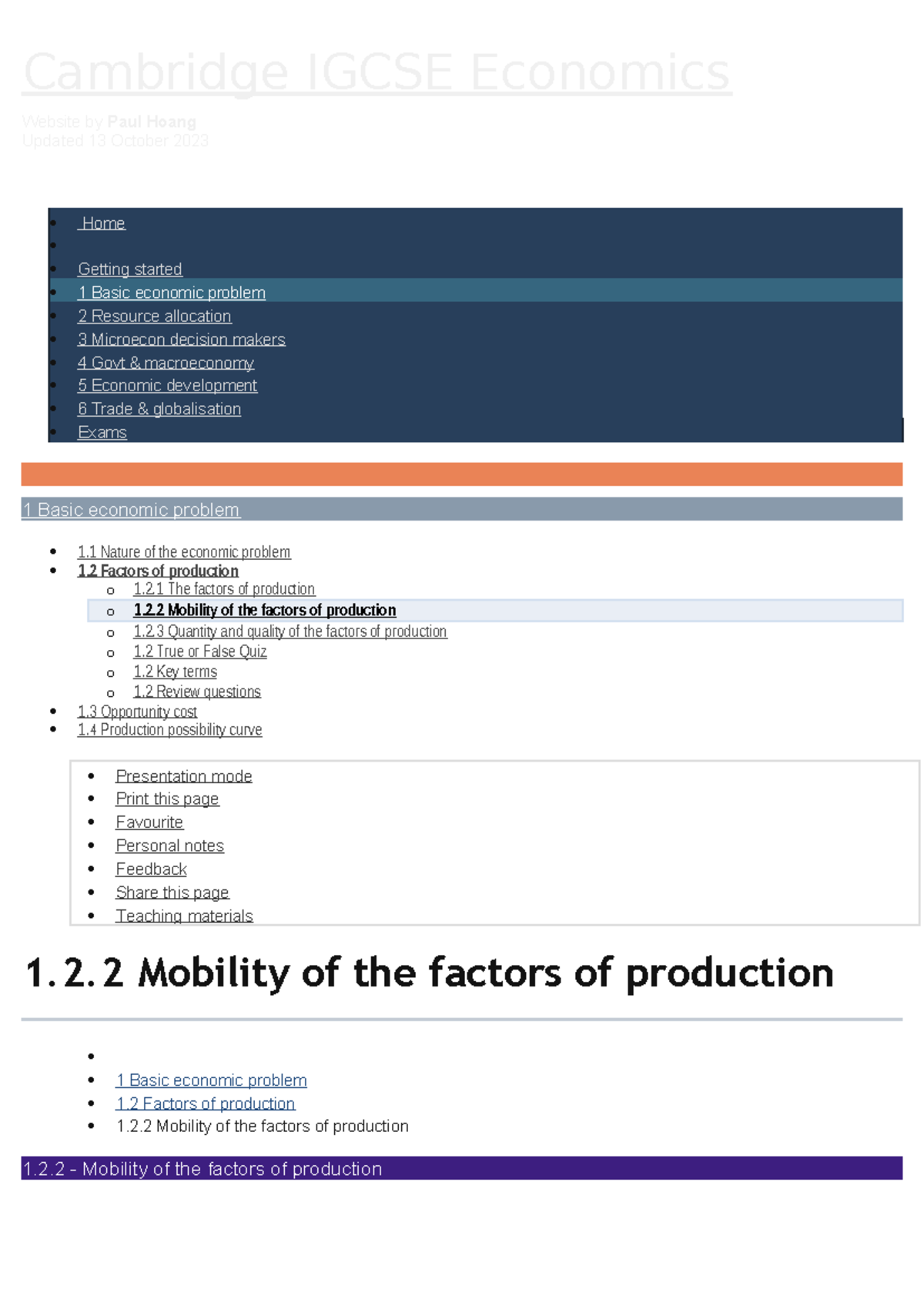 Cambridge IGCSE Economics: Factors of Production Overview - Studocu